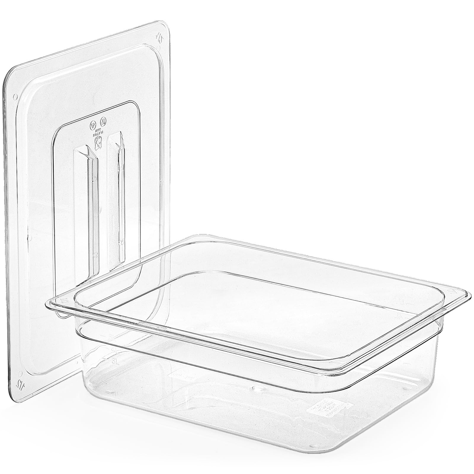 Bekith 2 Pack Clear Polycarbonate Food Pans with Lids, Half Size 4 Inch Deep, Stackable Plastic Food Pans for Commercial Kitchen Restaurant Food Prep, Freezer-Safe