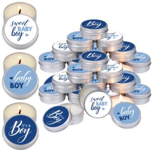 landhoow 24 pcs baby shower candles favors lavender scented gender reveal candles gifts rustic tea light candle aromatherapy candle for home (blue style)