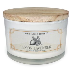 red leaf home lemon lavender jar candle | includes wooden lid, large | aromatherapy | naturals collection | 16.5oz