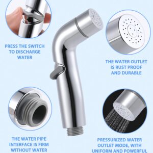 Handheld Bidet Sprayer for Toilet, Bathroom Bidet Sprayer Attachment Set, Ideal for Feminine Wash, Cloth Diaper Cleaning&Muslim Shower (Up and Down Slide Switch)