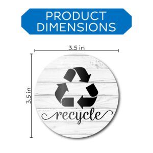 Farmhouse Recycling Stickers for Trash Can, 3.5" Trash and Recycle Stickers, Laminated Recycle Stickers for Trash Bins, Recycle Sticker for Kitchen Trash Cans Recycling Bin Combo, Rustic White Wood