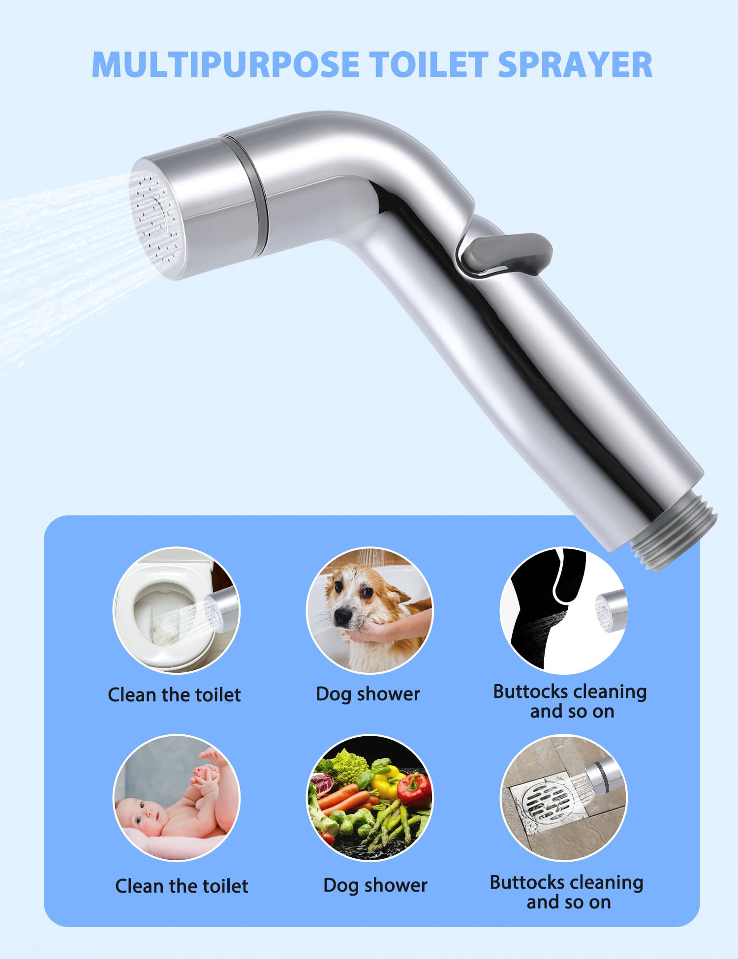 Handheld Bidet Sprayer for Toilet, Bathroom Bidet Sprayer Attachment Set, Ideal for Feminine Wash, Cloth Diaper Cleaning&Muslim Shower (Up and Down Slide Switch)