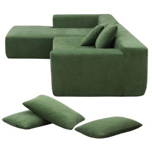 CALABASH Green Deep Sectional Sofa Couch,Modern Living Room Furniture Sets,Minimalist Free Combination Upholstered Modular Cloud Couch for Bedroom, Salon Office