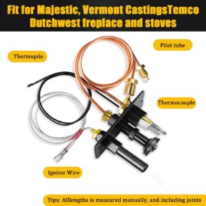 DEEKOOL 10002265 Propane Gas Pilot Assembly, 10002265 LP 3 Way Pilot Replacement for Majestic, Temco, Vermont Castings Dutchwest Fireplace and Stoves, Include A Free Natural Gas Nozzle