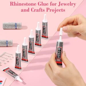 B7000 Jewelry Glue for Rhinestones, Cridoz 10Pack Super Craft Glue with Precision Tip Multi Function Clear Glue Fabric Adhesive for Cloth Stone Metal Platic Clay Bead Jewelry Making