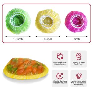 Elastic Food Storage Covers Reusable Stretch Plastic Wrap Bowl Covers Shower Cap Disposable Elastic Alternative Dish Covermate Lids Fit to Foil for Family Outdoor Picnic 3 Size (180)