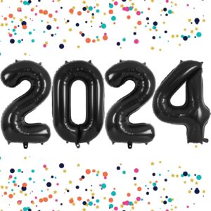 black 2024 balloon, 40 inch large foil 2024 number balloons, giant big mylar balloon numbers for black graduation decorations class of 2024 party supplies