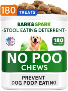 no poo treats - prevent dog poop eating - coprophagia treatment - stool eating deterrent - probiotics & enzymes - digestive health + breath aid - made in usa - 180 chews