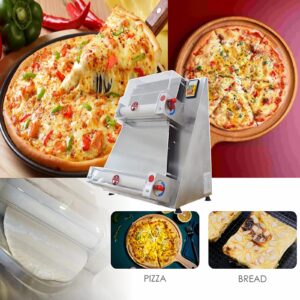 EQCOTWEA Electric Pizza Dough Roller Sheeter Machine 16in Pizza Dough Ball Press Machine Automatic Pizza Dough Rolling Press Machine 370W Stainless Steel Pasta Bread Maker for Commercial and Home 110V