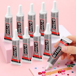 b7000 jewelry glue for rhinestones, cridoz 10pack super craft glue with precision tip multi function clear glue fabric adhesive for cloth stone metal platic clay bead jewelry making