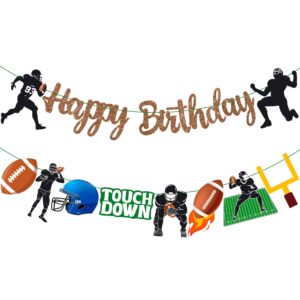 Football Happy Birthday Banners Football Themed Birthday Party Decoration Rugby Player Cutout Banner 2Pcs Football Party Decoration for Football Baby Shower Supplies