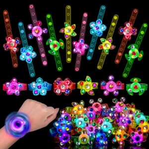 24pcs led light up fidget spinner bracelets party favors bulk for kids 4-8 8-12 glow in the dark goodie treat bag stuffers treasure box toys carnival prizes birthday return gifts for boys girls