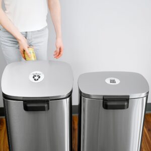 Farmhouse Recycling Stickers for Trash Can, 3.5" Trash and Recycle Stickers, Laminated Recycle Stickers for Trash Bins, Recycle Sticker for Kitchen Trash Cans Recycling Bin Combo, Rustic White Wood