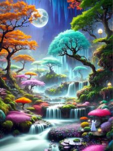 wisondap magical moon forest diamond art kits for adults,moon landscape diamond art kits full drill crystal rhinestone diamond embroidery craft kits for home wall decor inch12x16