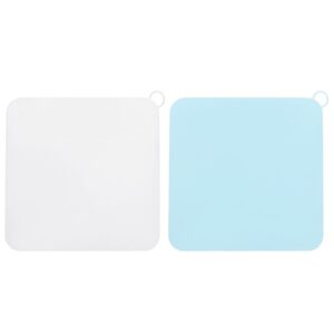 patikil silicone floor drain anti-odor mat, 2pcs/1set shower drain stopper square silicone floor drain cover for kitchen bathroom, white blue