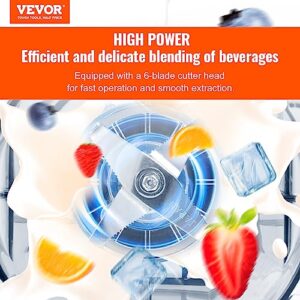 VEVOR Professional Blender with Shield, Commercial Countertop Blenders, 68 oz Jar Blender Combo, Stainless Steel 9 Speed & 5 Functions Blender, for Shakes, Smoothies, Peree, and Crush Ice, White