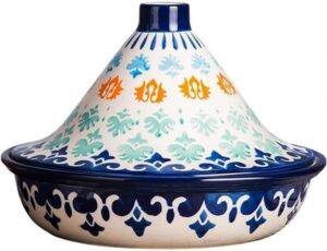 hand-painted tagine ceramic cooking pot, cooking and simmering casserole, handmade moroccan slow cooker suitable for different cooking styles and temperature settings