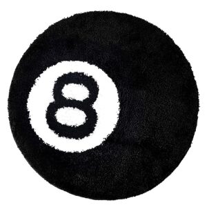 8 ball rug - 24 inch black round rug billiard pool 8 ball carpet, non-slip bath mat flocking floor area rug for living room decor, alt room decor soft y2k rug doormat for bedroom