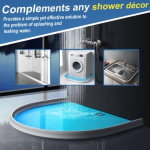 KRUI Collapsible Shower Threshold Water Dam, 39 In, Self Adhesive Shower Edge Water Barrier Stopper, Shower Water Blocker Retention System, Dry and Wet Separation for Bathroom Kitchen Countertop Sink