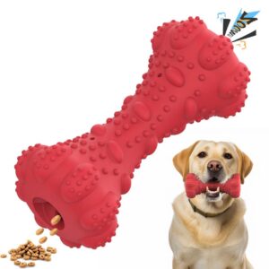 2 in 1 premium dog toy, dog toys for aggressive chewers, combinated food dispenser and speaker function, unique design, easy to chew; 100% safe natural rubber; for all breed and species