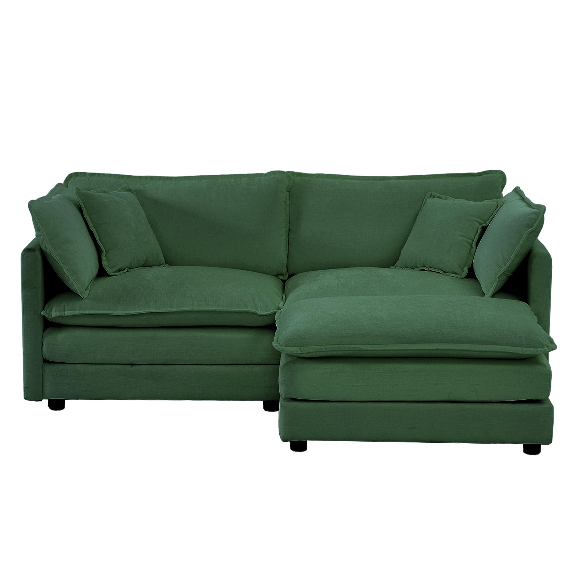 kevinplus 70'' Green Loveseat Sofa Couch with Convertible Ottoman for Living Room, Modern Contemporary 2-Seat Sofa Couch for Bedroom Apartment Small Spaces, Chenille Fabric (Loveseat + 1 Ottoman)