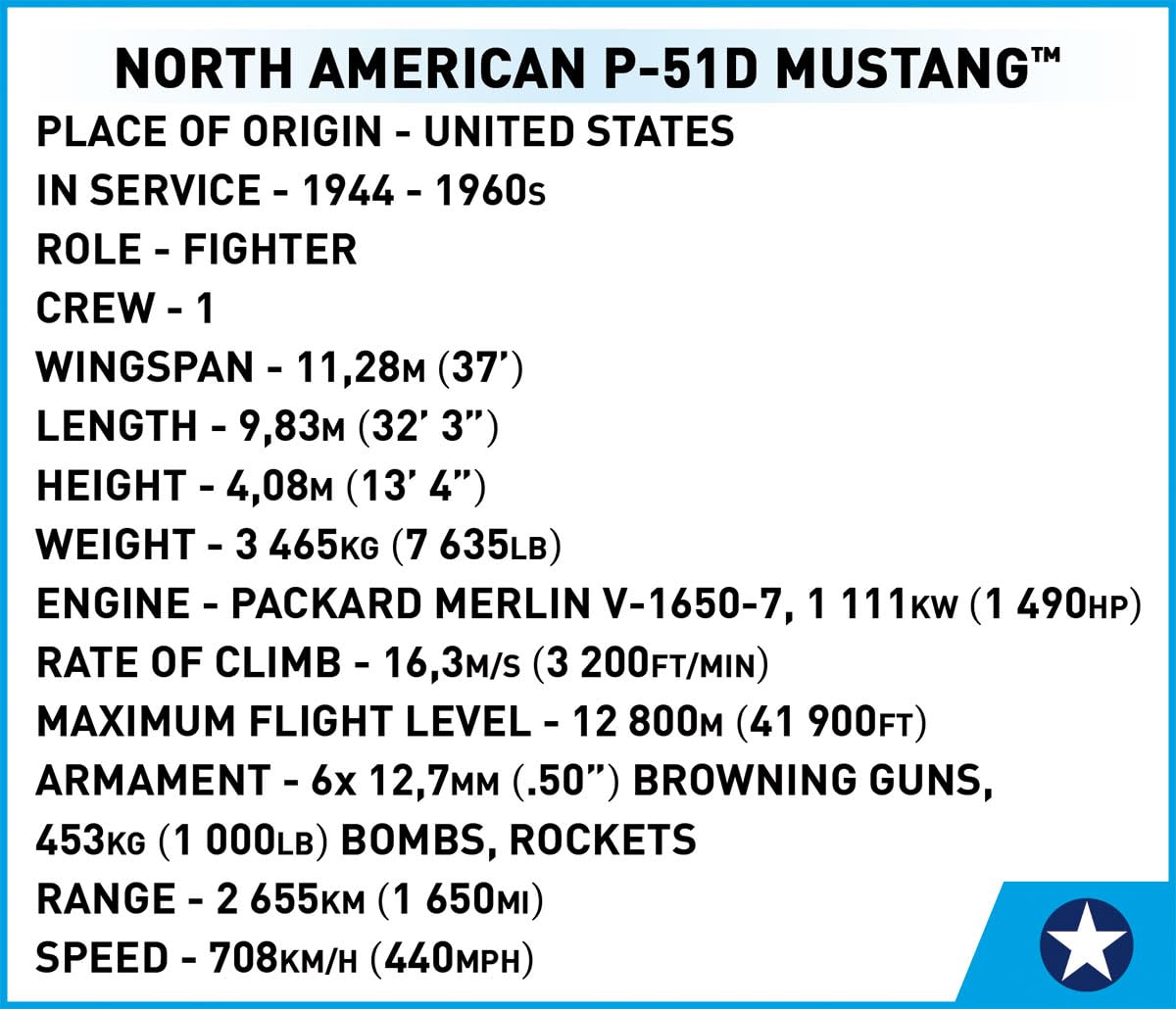 COBI Historical Collection North American P-51D Mustang Aircraft