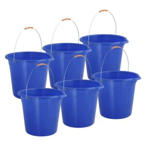 superio plastic bucket 2 gallon bucket for cleaning - car wash bucket with grip handle - royal blue bucket small durable pail for fishing, mopping, cleaning - 10 liter camping buckets, 6 pack