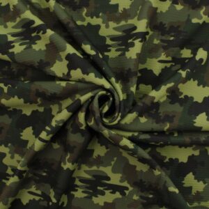 green camo printed liverpool bullet fabric textured knit 4 way stretch - 1 yard