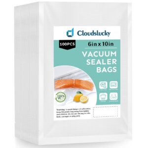 cloudslucky vacuum sealer bags for food pint 6"x10" 100 pcs seal a meal bag, food saver bags sous vide bags pre-cut thick bpa-free textured heavy duty vacuum seal, meat cheese dry goods