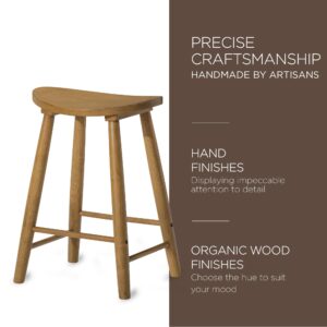 Maven Lane Kitchen Bar Stool, Modern Farmhouse Wood Counter Barstool, Kitchen Island Counterstool, Counter Height Bar Stools for Kitchen, Wide Seat Backless Bar Stools, Luna 26 Inch, Rustic Natural