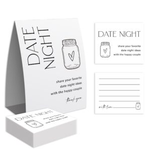 date night game sign and 50 date night cards bridal shower bachelorette games supplies bridal shower favors rustic bridal shower wedding decorations-dnc09