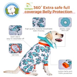 LovinPet Recovery Pj Dog - Dog's Bodysuit Wound Protective Surgical,E-Collar Alternative Recovery Snugly Suit for Abdominal Wounds After Surgery Anti-Licking Dog Onesies,Rhino,Green,XXL