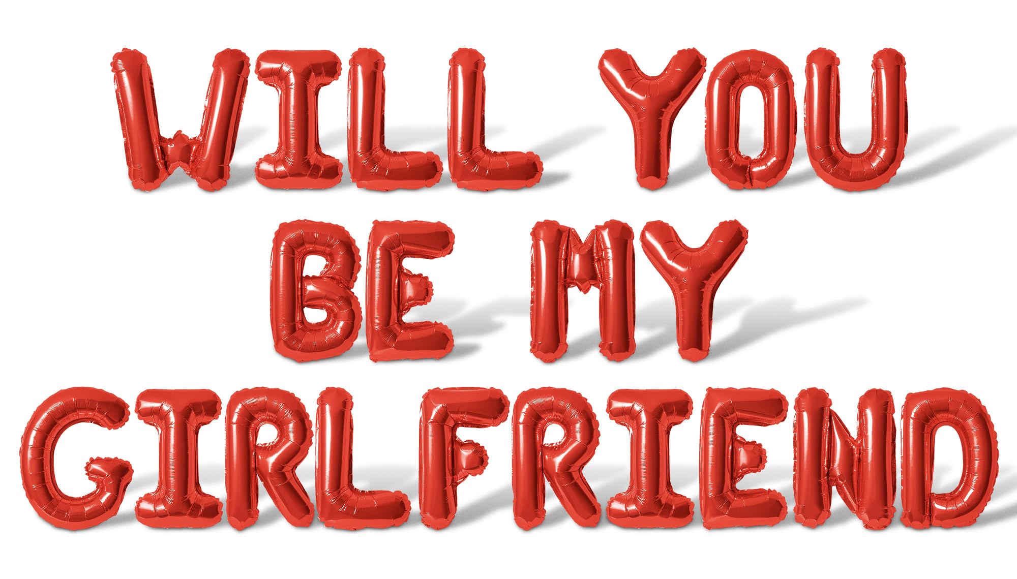 Letter Balloons - WILL YOU BE MY GIRLFRIEND 16" Inch Alphabet Letters Foil Mylar Balloon Valentines Day Banner (Red)