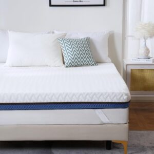 gel memory foam mattress topper - 3 inch double side medium firm & medium firm mattress pad king size with zippered shell