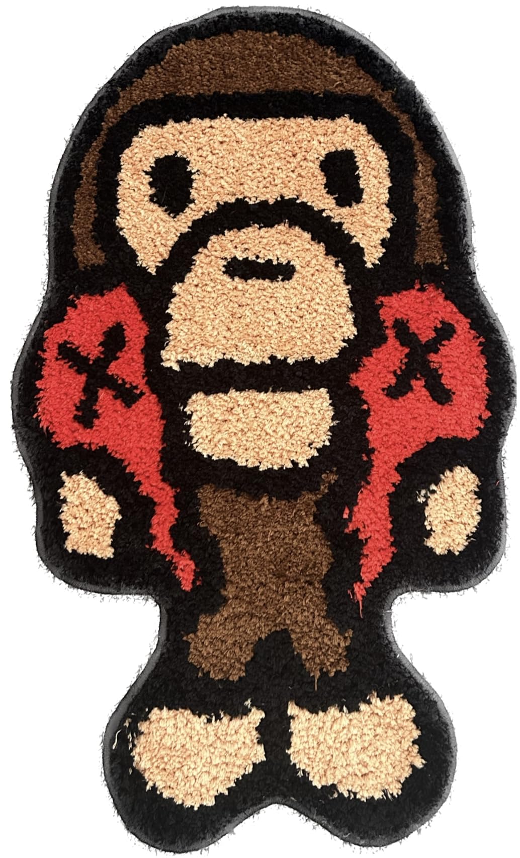 LUXAPE Baby Milo BAPE Rug - X Kawed rug - Handmade & Premium- 30in W * 20in L (75 * 50cm) - Hypebeast Rug - Anime Rug - Preppy Decor - Bape Decor - A Bathing APE - Luxape Rug (Baby Milo)