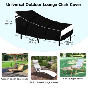 NEVERLAND Waterproof Patio Lounge Chair Cover, Outdoor Chaise Lounge Covers with Heavy Duty Material, 420D Waterproof Outdoor Chairs Cover 82L x 57W x 32H inch Black (2 PACK)