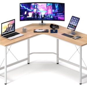 soges L Shaped Desk, 59inch L Desk Computer Corner Desk, Gaming Desk, Home Office Writing Desk, Space-Saving Workstation Desk, Maple