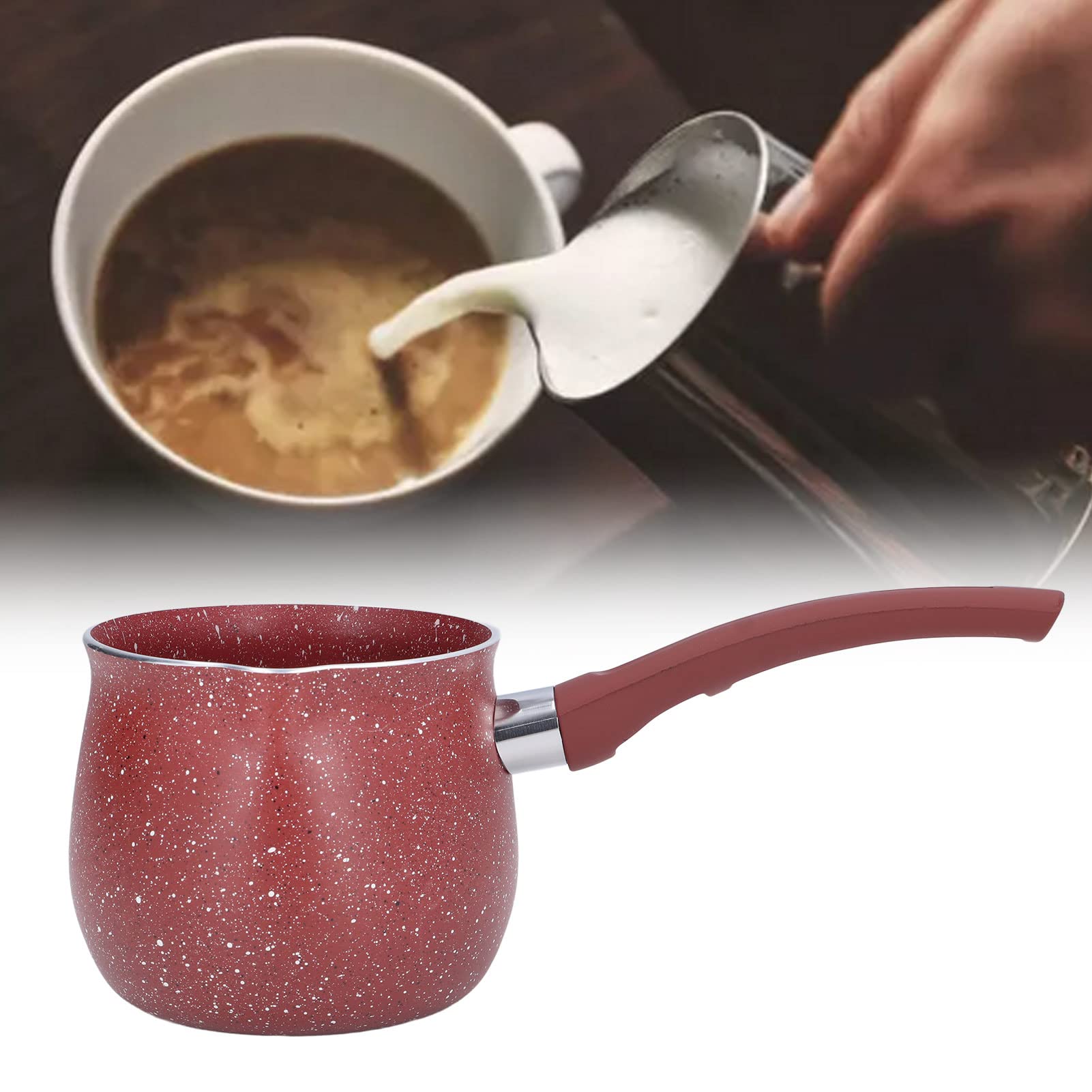 Mini Butter Warmer Pan, Butter Pot, Dansk Butter Warmer, dansk cookware, Single Handle Coffee Warmer Boiling Pot Mini Milk Pan Aluminum Alloy Non Stick Anti Scalding for Cooking(Red)