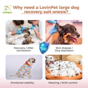 LovinPet Dog Recovery Suit - Dog Bodysuit for Abdominal Wound After Surgery Anti Licking Abdominal Wound Surgical Clothes Post-Operative Vest E-Collar Alternative Recovery Shirt,Crab,Red,XL