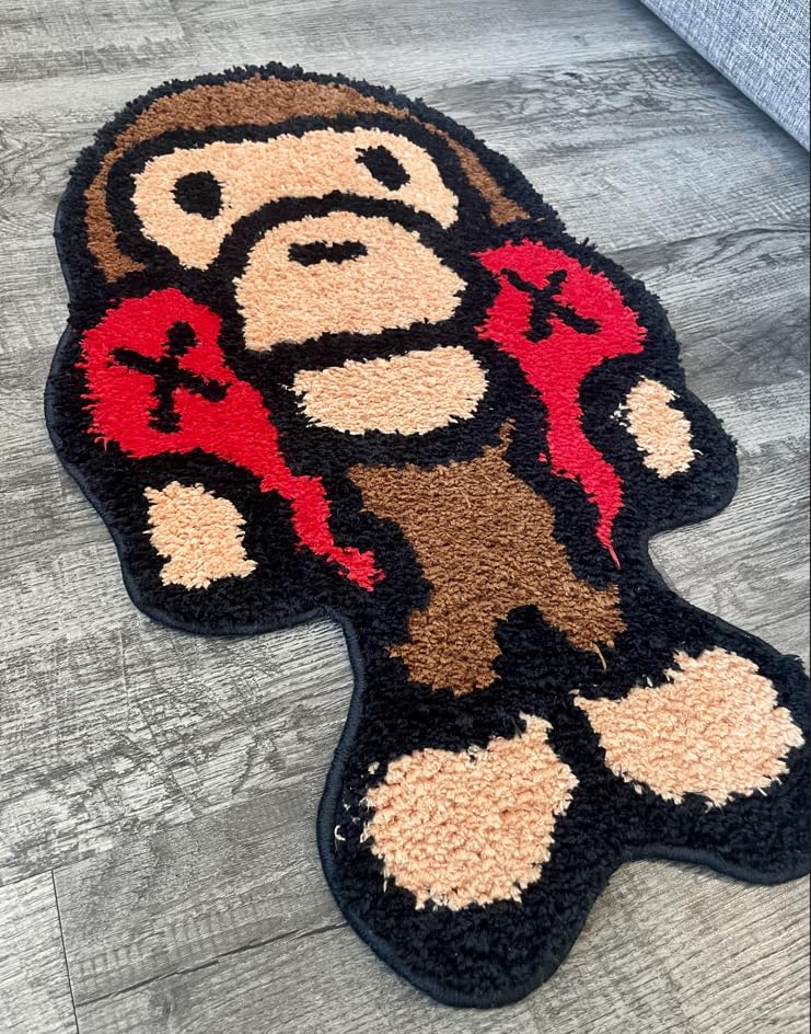 LUXAPE Baby Milo BAPE Rug - X Kawed rug - Handmade & Premium- 30in W * 20in L (75 * 50cm) - Hypebeast Rug - Anime Rug - Preppy Decor - Bape Decor - A Bathing APE - Luxape Rug (Baby Milo)