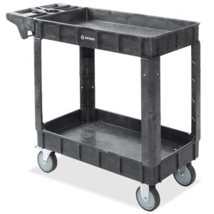 dryser utility service cart with wheels, 40" x 17" heavy duty 550 lb. capacity with shelves - 2 tier rolling cart with two 5" swivel casters for warehouse, garage, cleaning