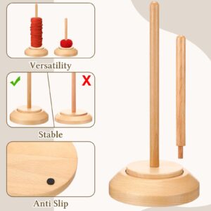 Wenqik 2 Pcs Wood Yarn Holder 2 Size Yarn Ball Holder with Twirling Mechanism and Anti Slip Pads, Weighted Yarn Holder Dispenser for Crocheting Accessories and Supplies Knitting Spindles Storage