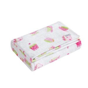 laura ashley kids - throw blanket, super soft plush kids bedding, fun & whimsical bedroom decor (sweet treat pink, 50" x 60")