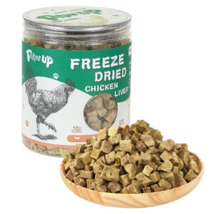 pawup freeze dried chicken liver pet treats, high protein freeze-dried pet food for dogs, cats, fresh ingredient snacks, 4.6 oz, rawhide free&grain free