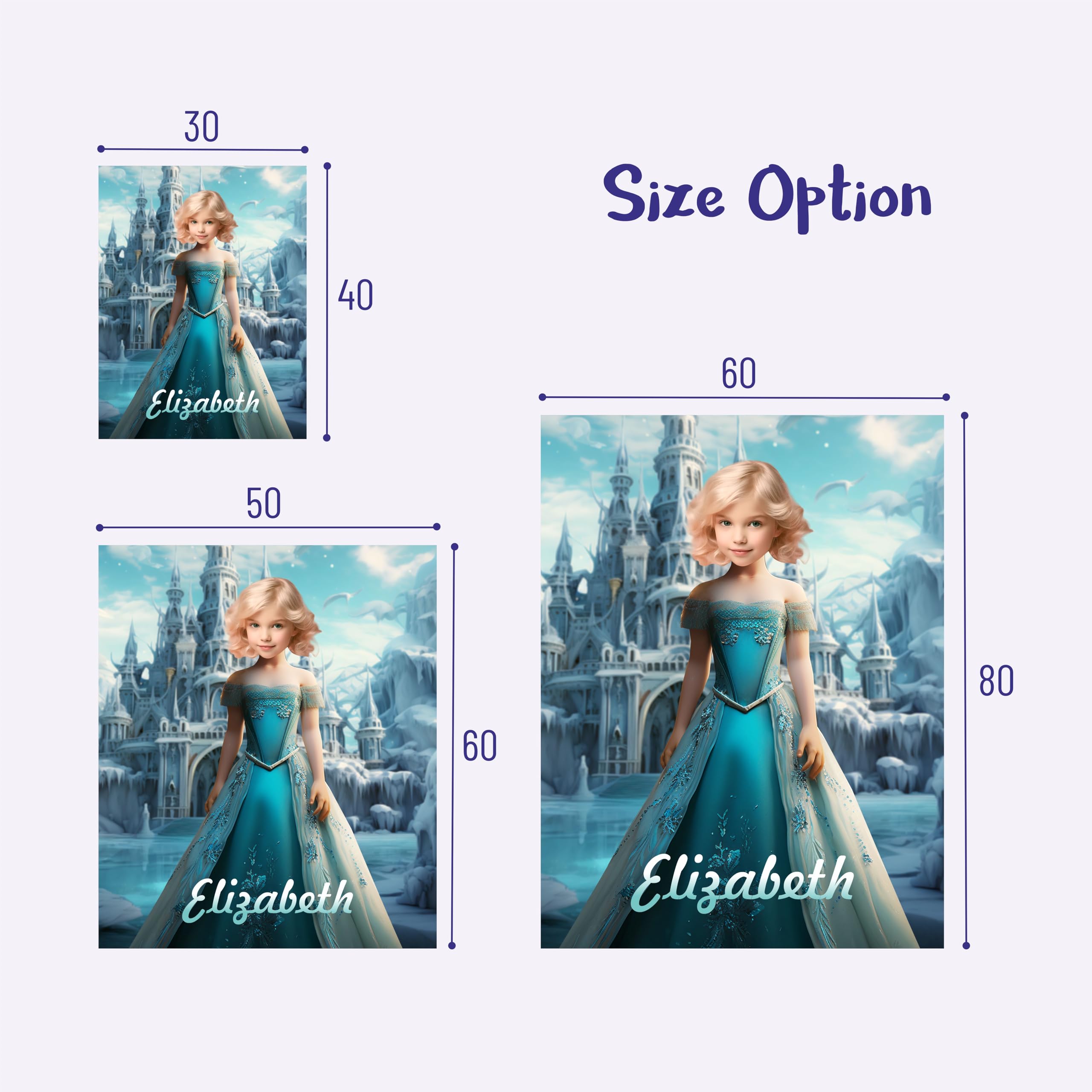 Custom Blanket for Kids, Queen Elza Personalized Photo Blankets, Gifts for 8 Year Old Girl, 30 x 40 Blanket with Name and Face, Coolest Gift Ideas for Girls Daughter Niece Granddaughter Sister KC46