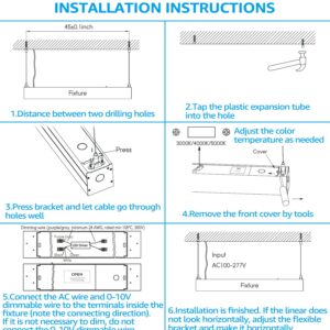 LEONLITE 4FT Linkable LED Linear Light, 40W 4600LM 3000K 4000K 5000K Downlight Selectable, 3CCT Up Down LED Kitchen Island, ETL Listed Aluminum Dimmable Office Light Fixture, Matte Black, Pack of 4