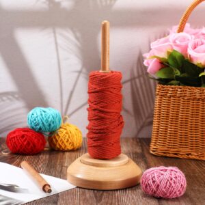 Wenqik 2 Pcs Wood Yarn Holder 2 Size Yarn Ball Holder with Twirling Mechanism and Anti Slip Pads, Weighted Yarn Holder Dispenser for Crocheting Accessories and Supplies Knitting Spindles Storage