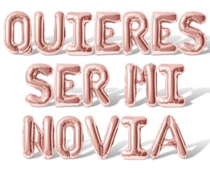 letter balloons - quieres ser mi novia 16" inch alphabet letters foil mylar balloon valentines day banner (rose gold)