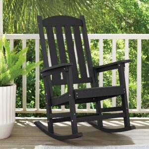 LUE BONA Outdoor Rocking Chairs Set of 2, HDPS Poly Rocking Chair, All Weather Resistant Plastic Outdoor Indoor Porch Rocker, Heavy Duty Rocking Chair for Patio, Lawn, Garden, 300LBS, Black