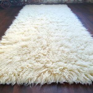 Stylish Super Thick Flokati Rugs. Long 3.5” Organic Wool Pile. Shaggy Natural Wool Area Rug. (3' x 5')